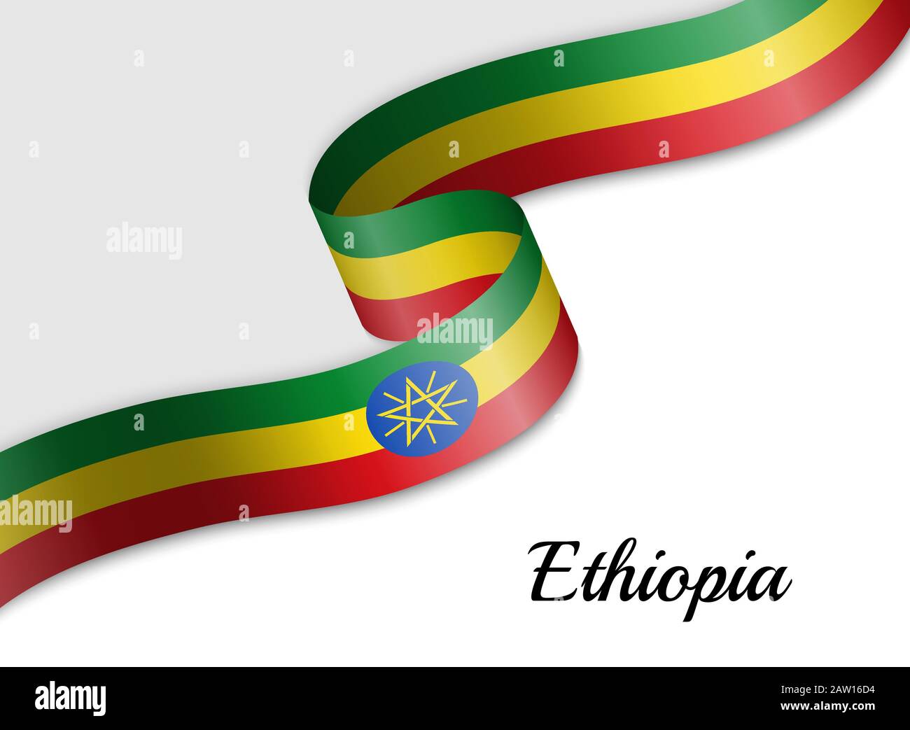 waving ribbon flag of Ethiopia. Template for independence day banner ...