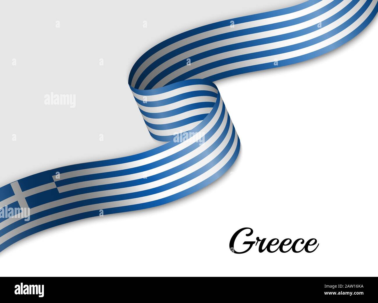 waving ribbon flag of Greece. Template for independence day banner ...