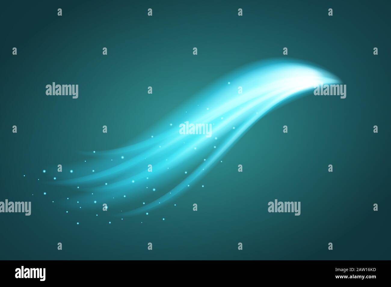 Glowing and shiny blue flow. Vector illustration. Flying magic light ...