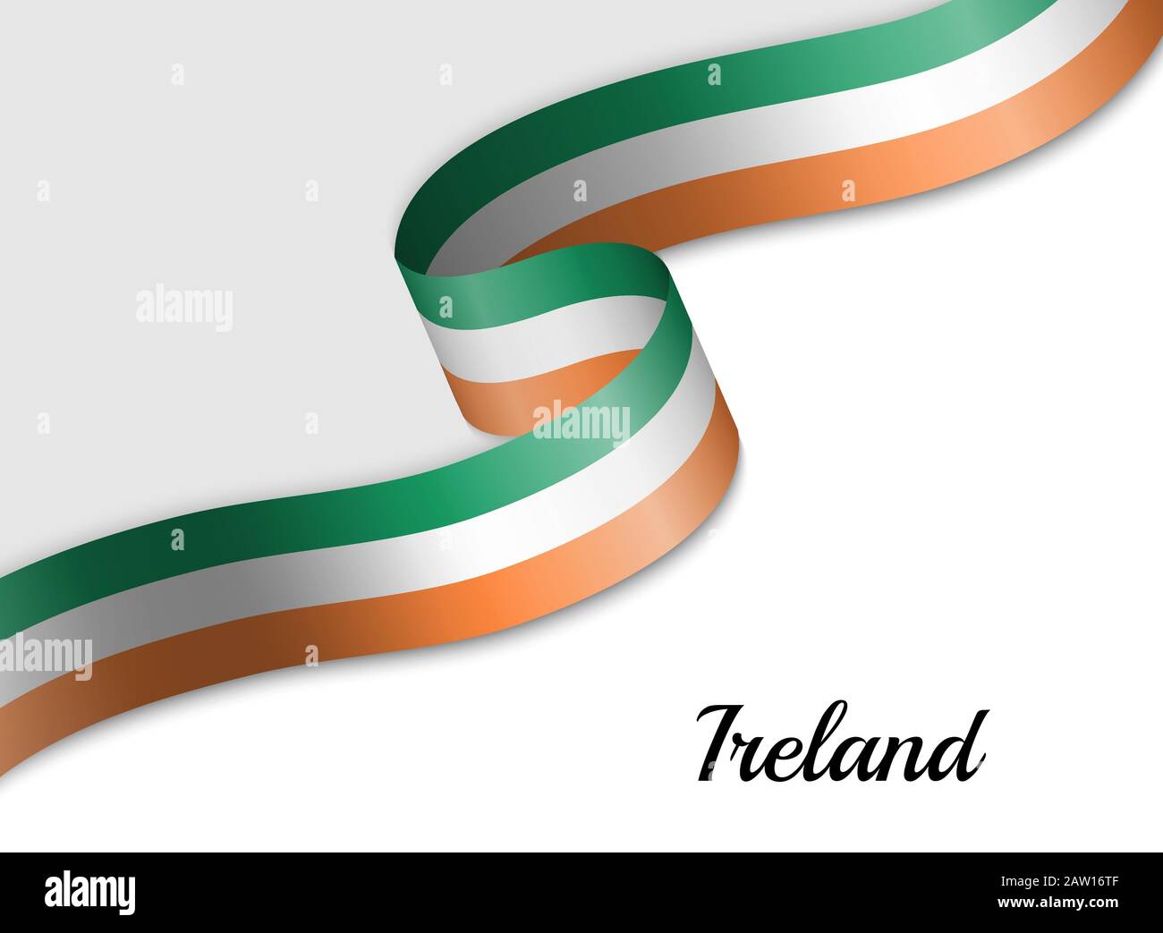 waving ribbon flag of Ireland. Template for independence day banner ...
