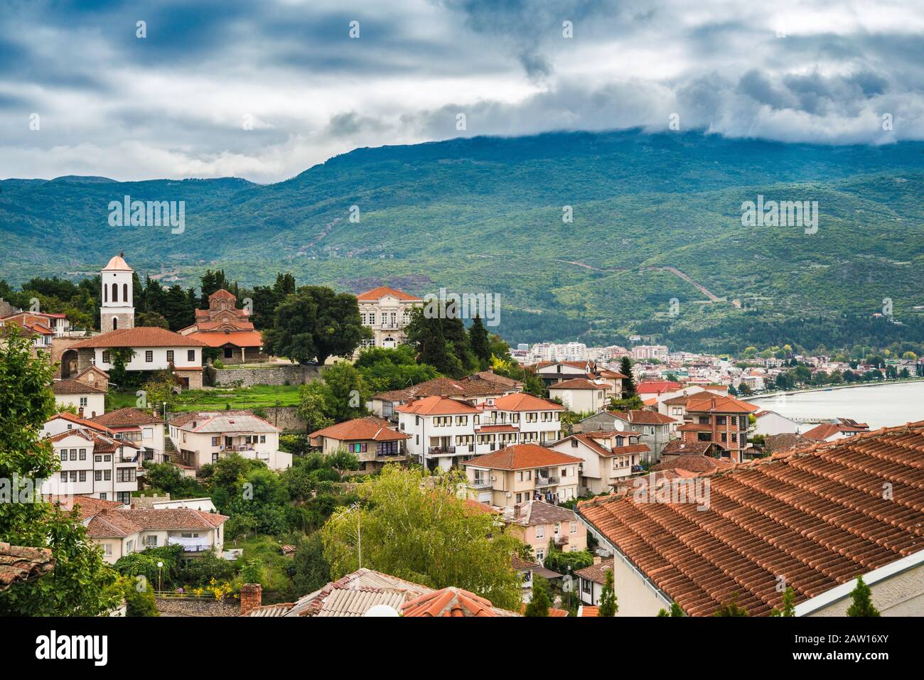 General view of Ohrid, UNESCO World Heritage Site, North Macedonia ...