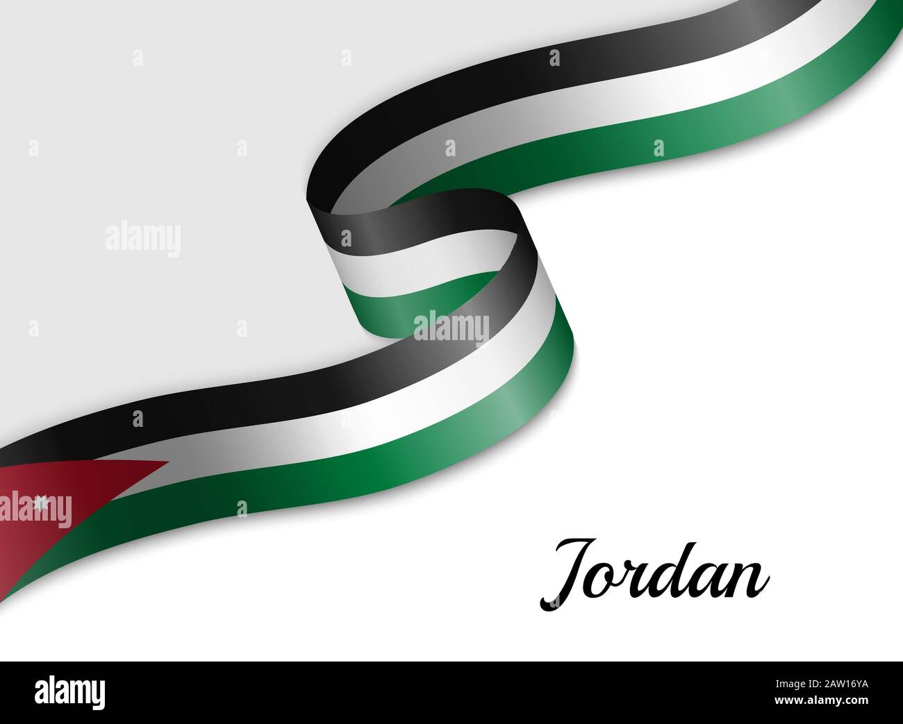 waving ribbon flag of Jordan. Template for independence day banner ...