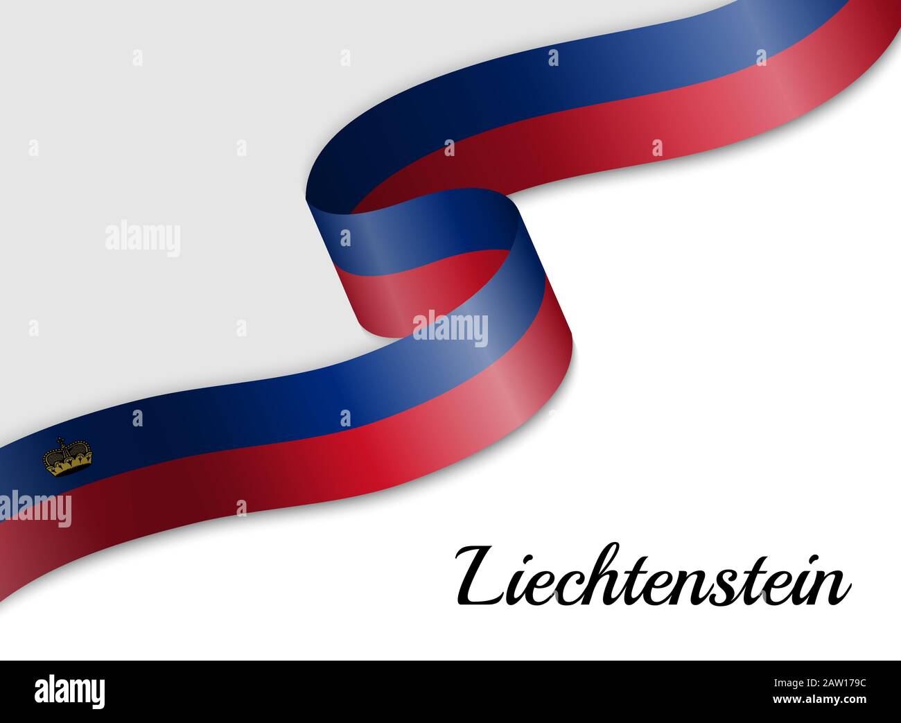 waving ribbon flag of Liechtenstein. Template for independence day ...