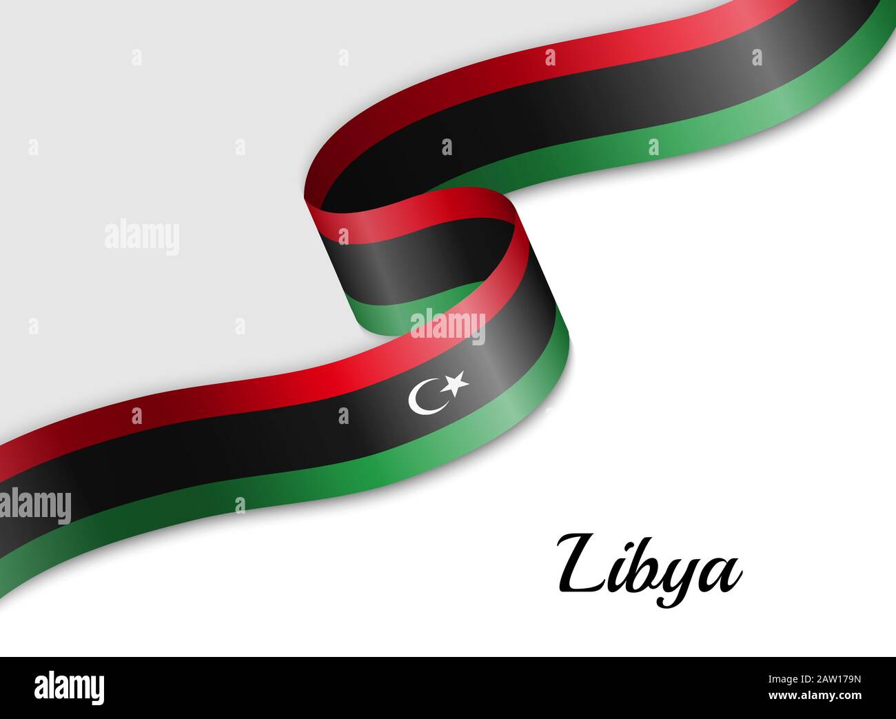 waving ribbon flag of Libya. Template for independence day banner Stock ...