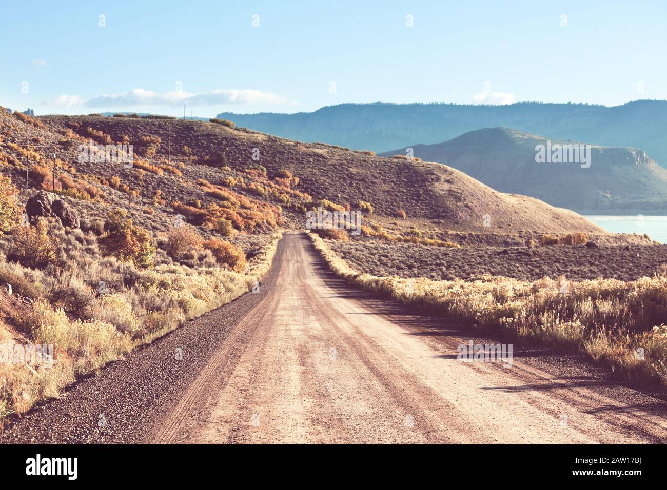 Road in the prairie country. Deserted natural travel background Stock ...