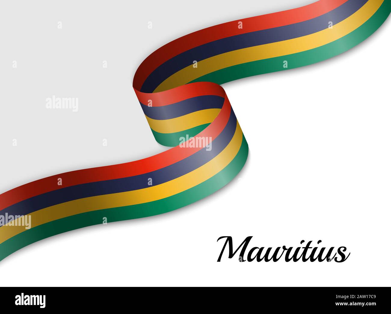 waving ribbon flag of Mauritius. Template for independence day banner ...
