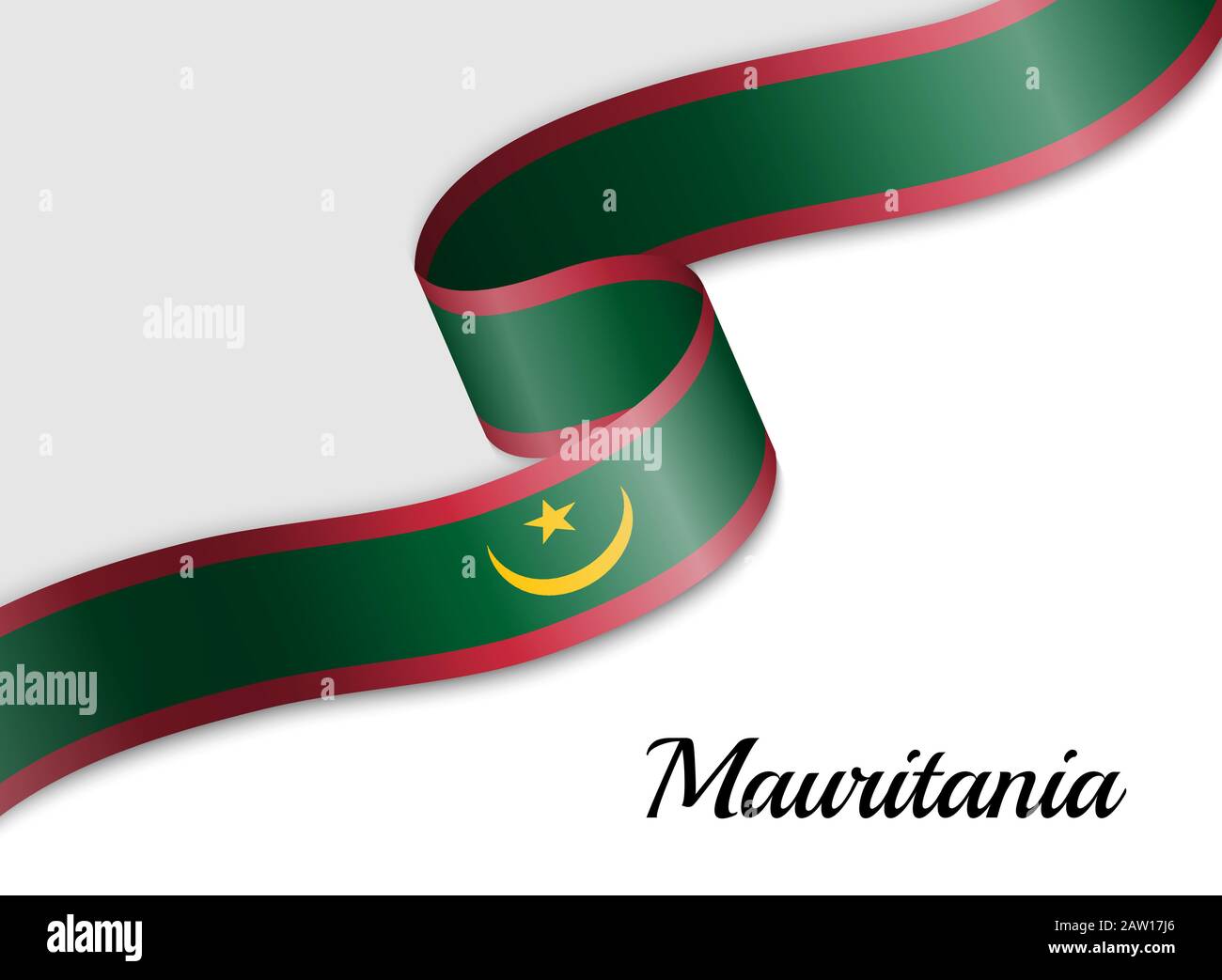 Waving Ribbon Flag Of Mauritania Template For Independence Day Banner