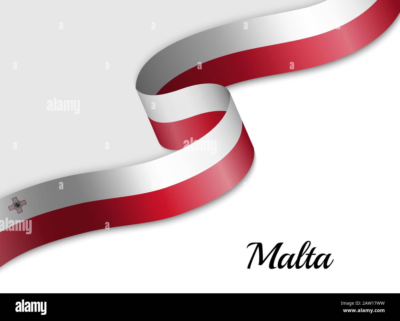 waving ribbon flag of Malta. Template for independence day banner Stock ...