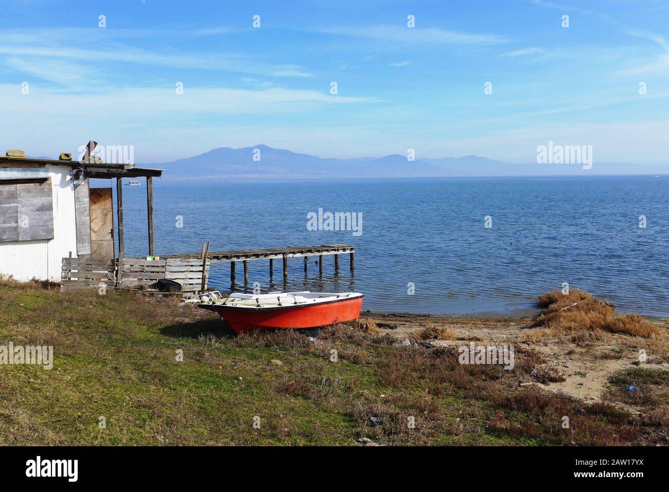 Fishing and mussel farms in the estuary of Axios river, gulf of ...