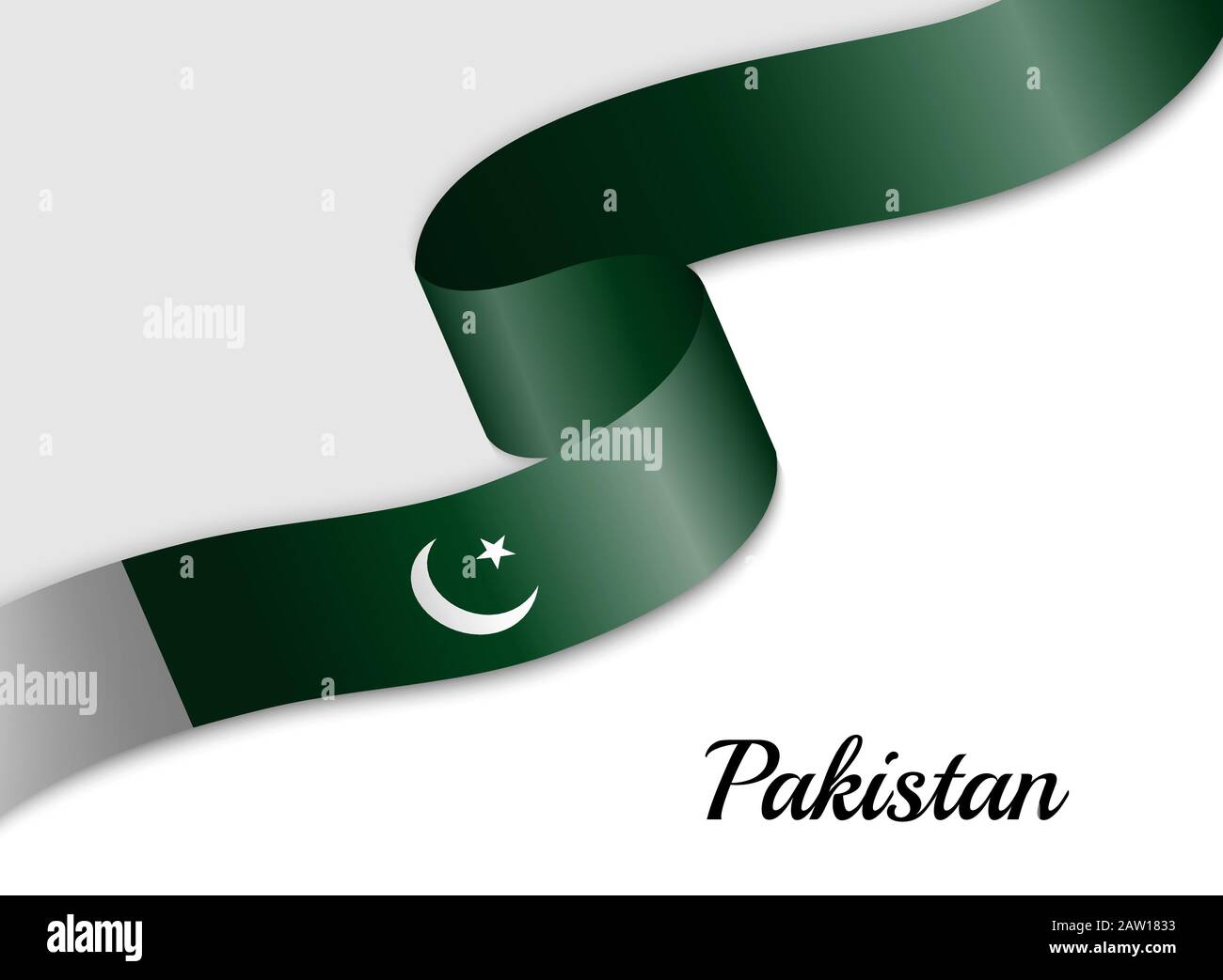 waving ribbon flag of Pakistan. Template for independence day banner ...