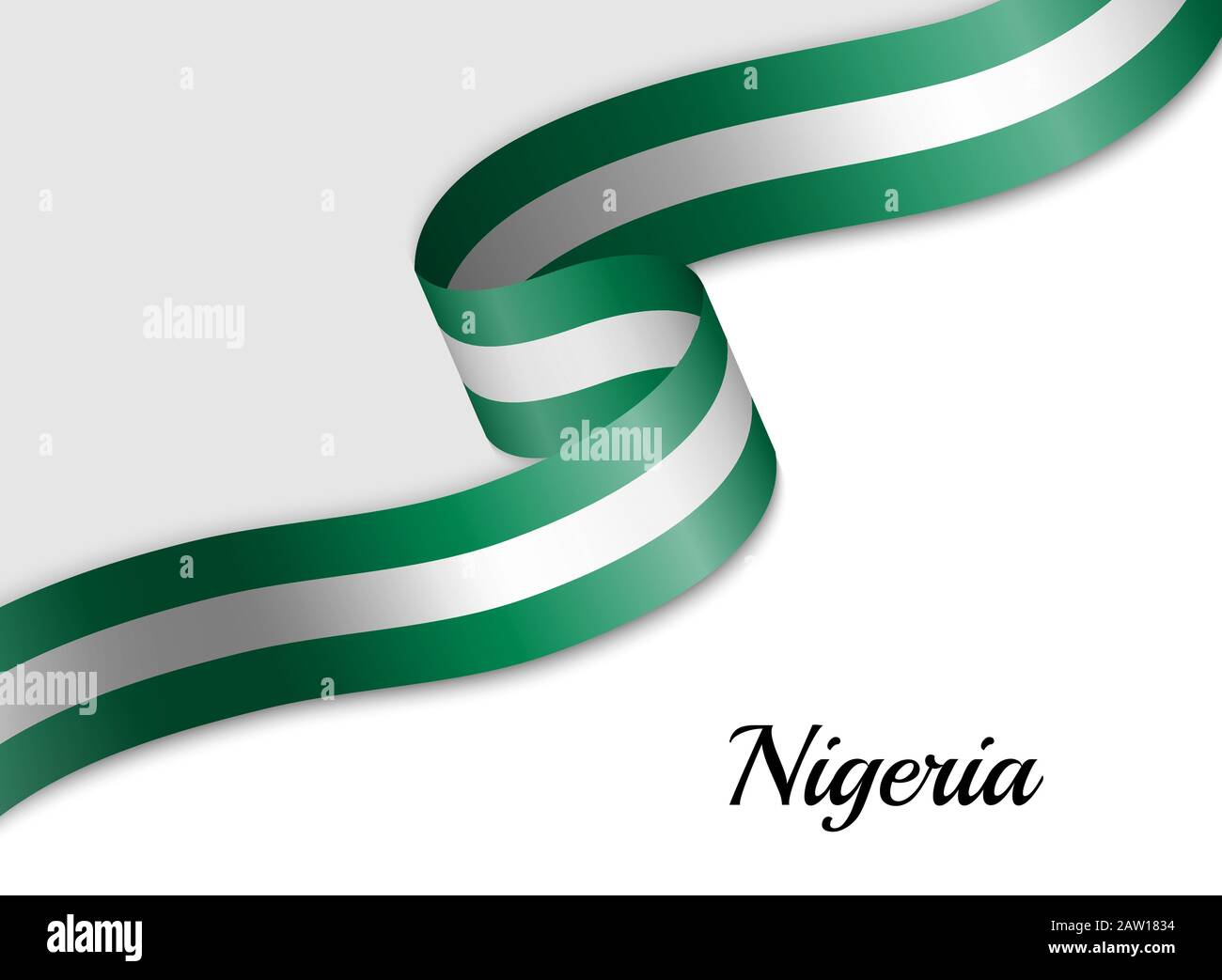 waving ribbon flag of Nigeria. Template for independence day banner ...
