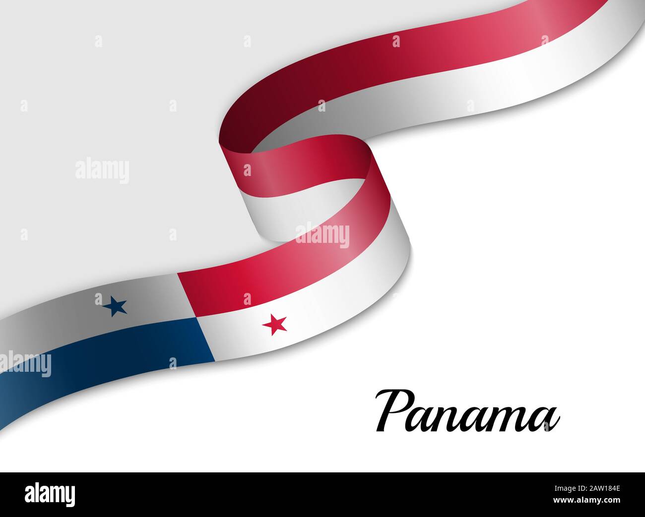 waving ribbon flag of Panama. Template for independence day banner ...