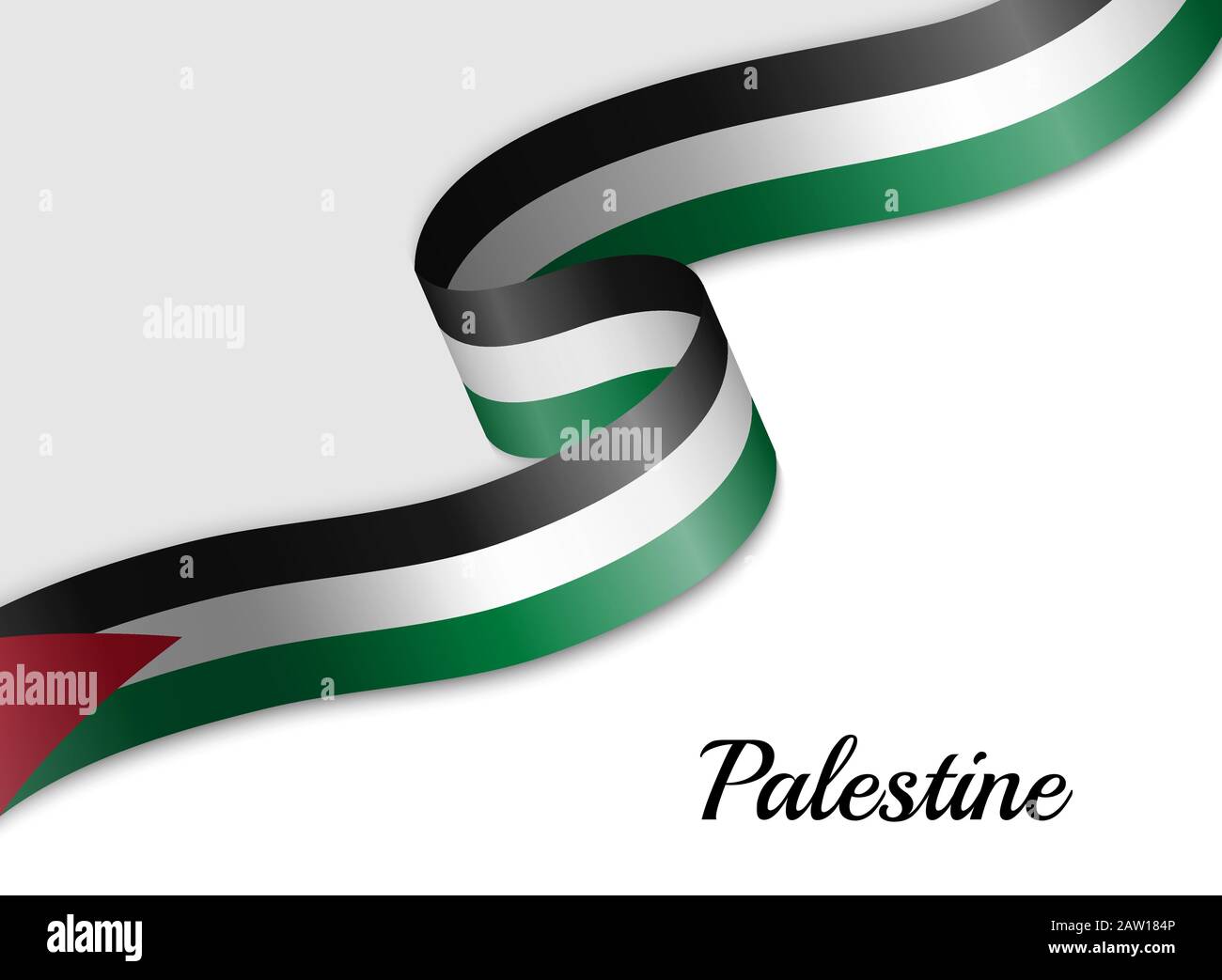 waving ribbon flag of Palestine. Template for independence day banner ...