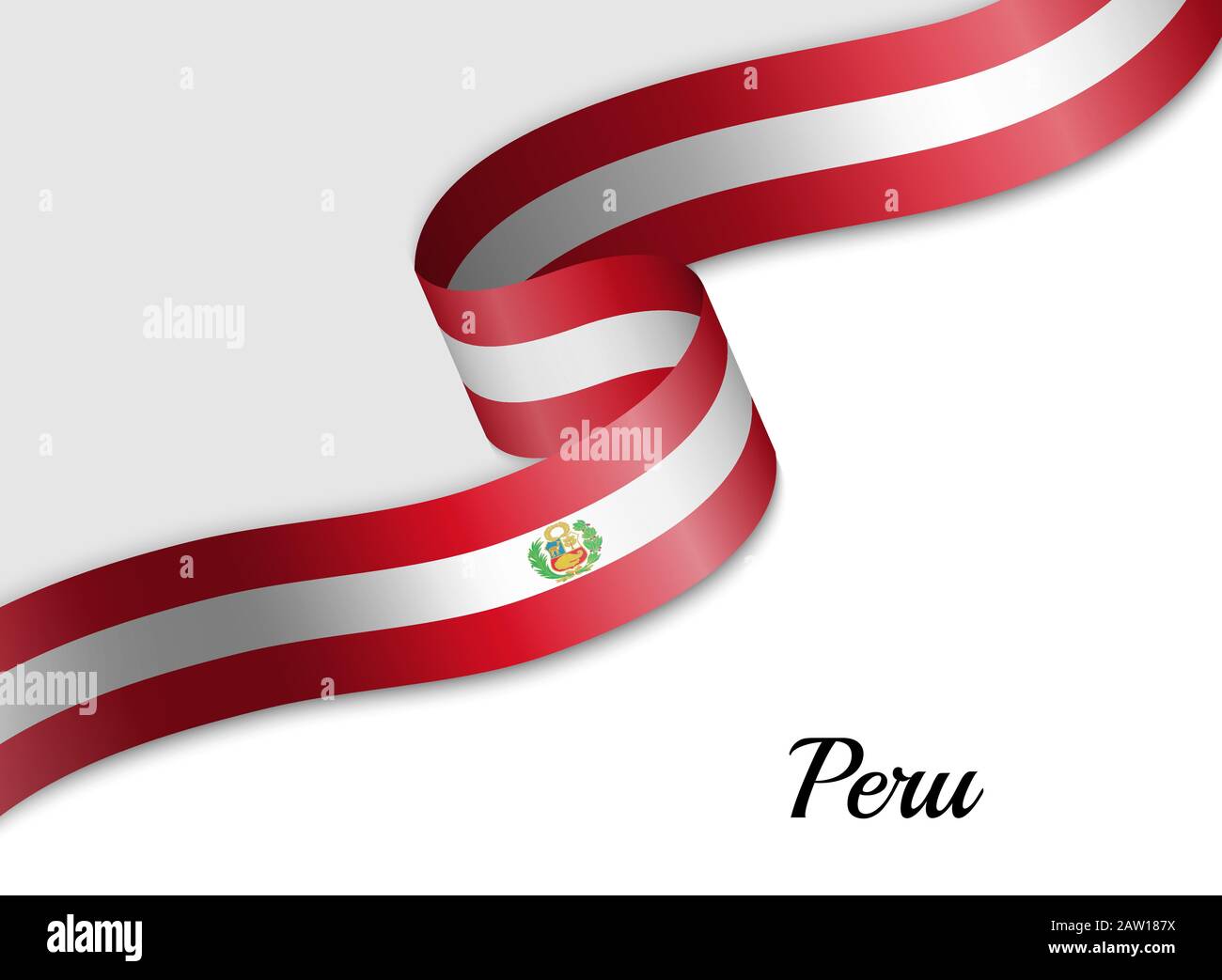 waving ribbon flag of Peru. Template for independence day banner Stock ...