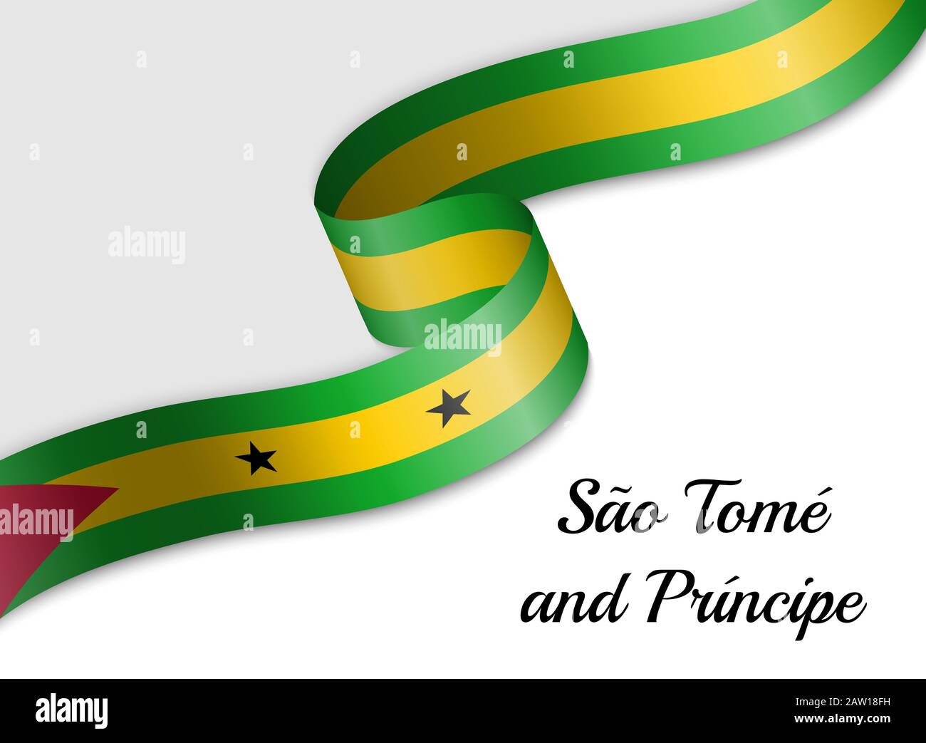 waving ribbon flag of Sao Tome and Principe. Template for independence ...