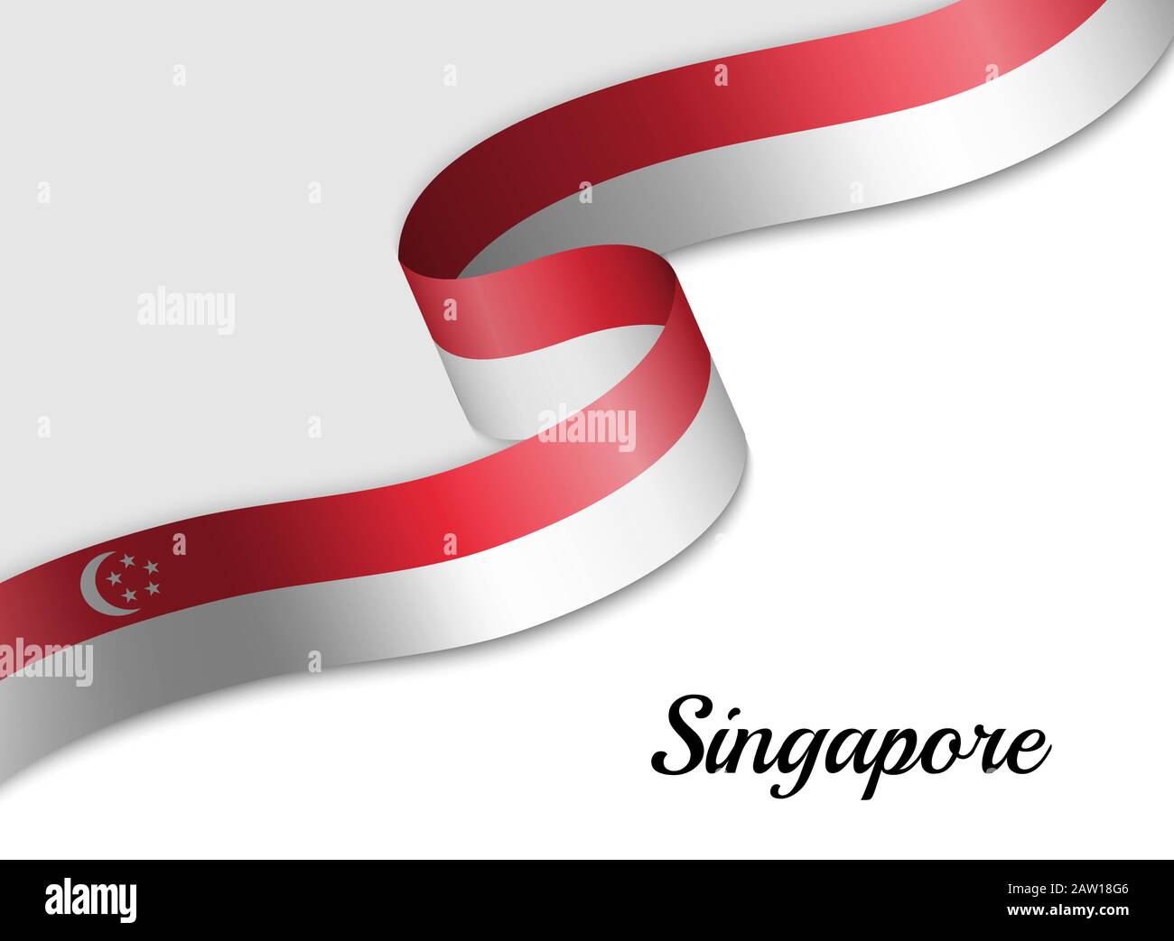 waving ribbon flag of Singapore. Template for independence day banner ...