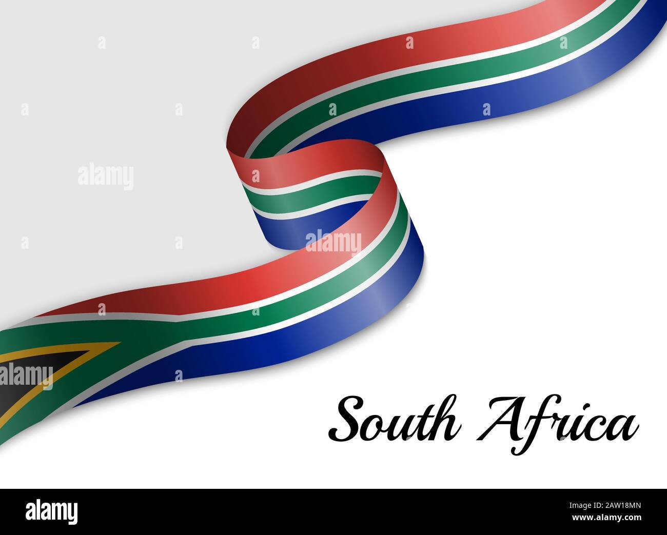waving ribbon flag of South Africa. Template for independence day ...