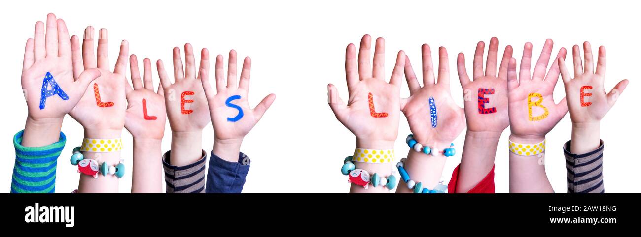 Children Hands Building Word Alles Liebe Means Best Wishes, Isolated ...