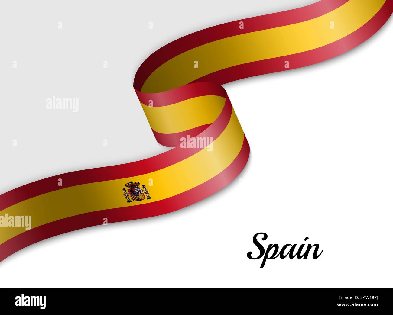 waving ribbon flag of Spain. Template for independence day banner Stock ...