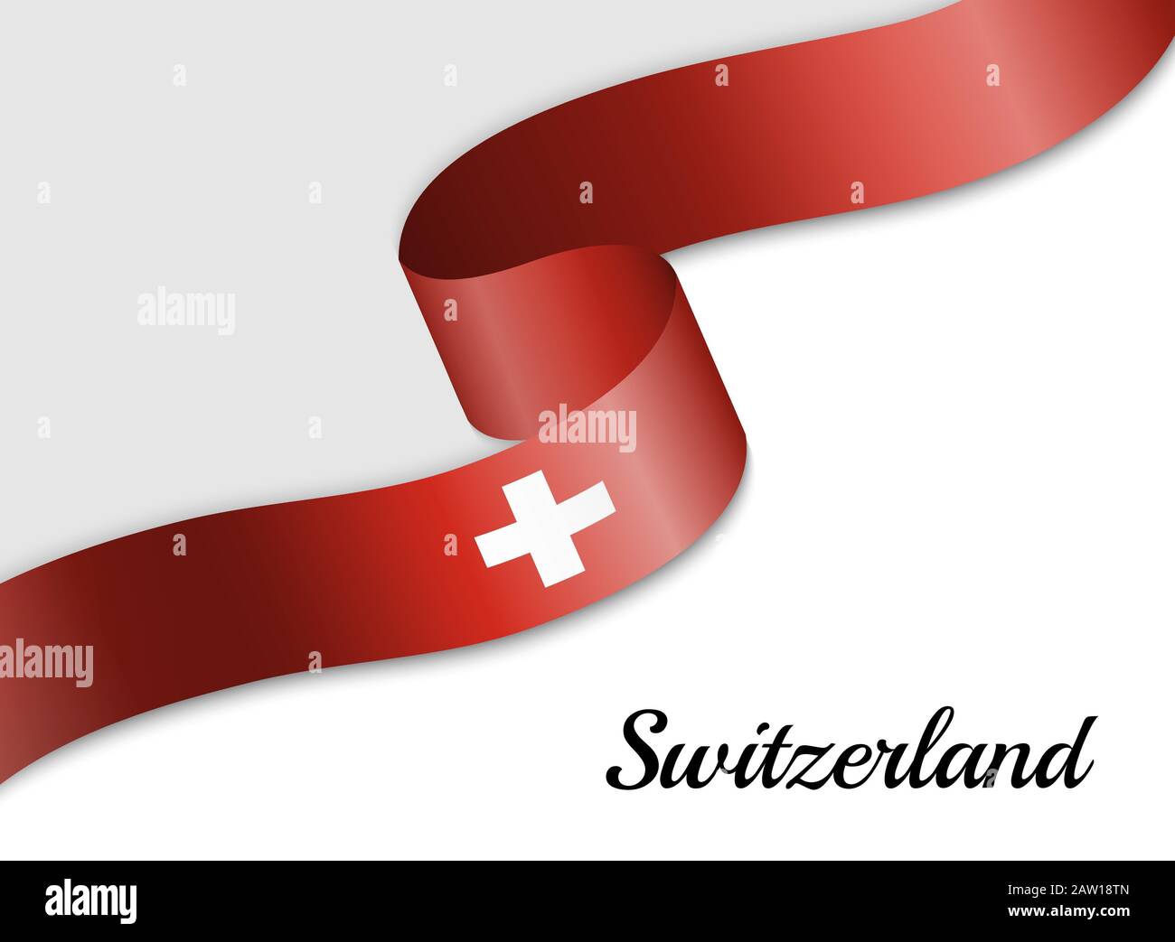 waving ribbon flag of Switzerland. Template for independence day banner ...
