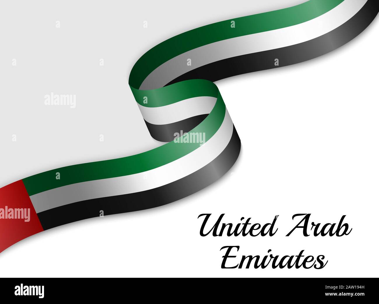 waving ribbon flag of United Arab Emirates. Template for independence ...