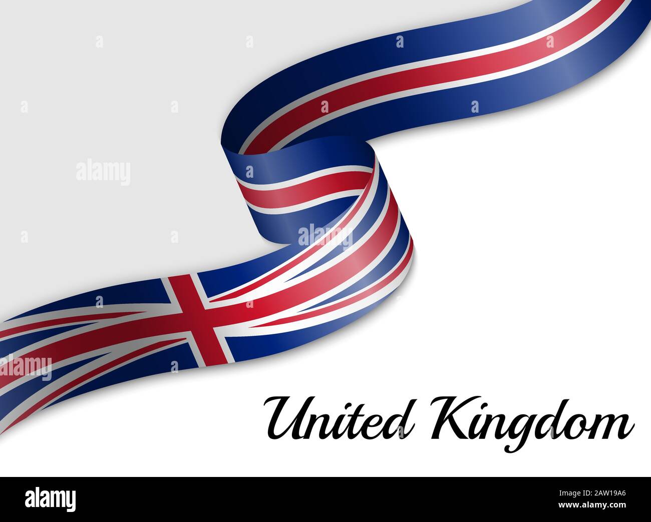 waving ribbon flag of United Kingdom. Template for independence day ...