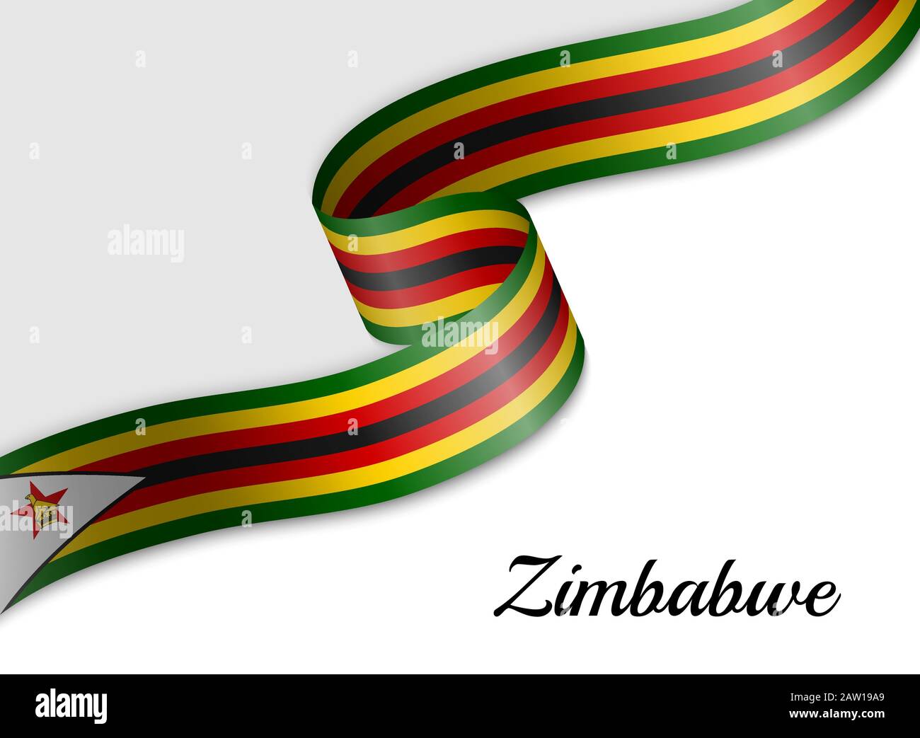 waving ribbon flag of Zimbabwe. Template for independence day banner ...