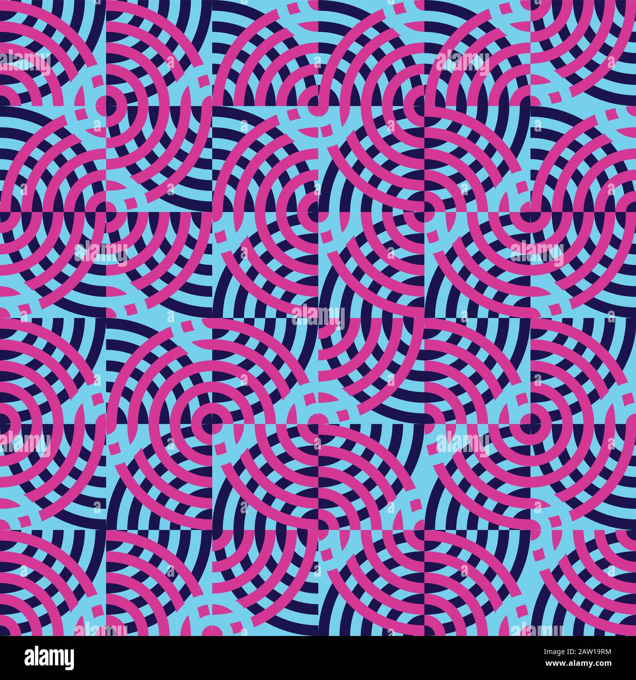 Multi colored geometric truchet pattern background in pink and blue ...