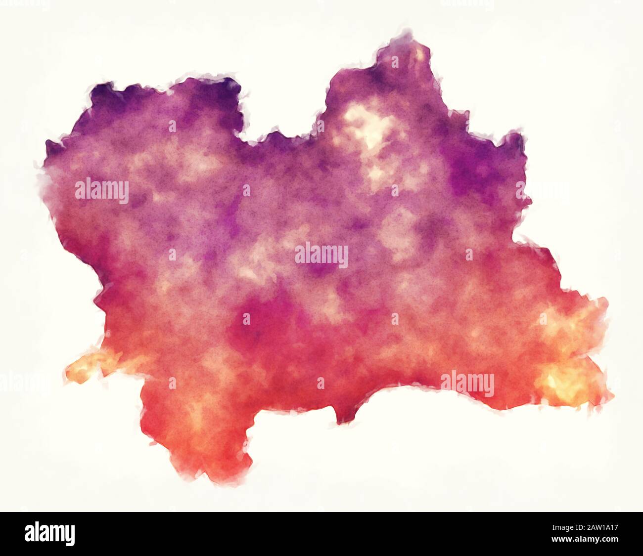Zilina region watercolor map of Slovakia Stock Photo - Alamy