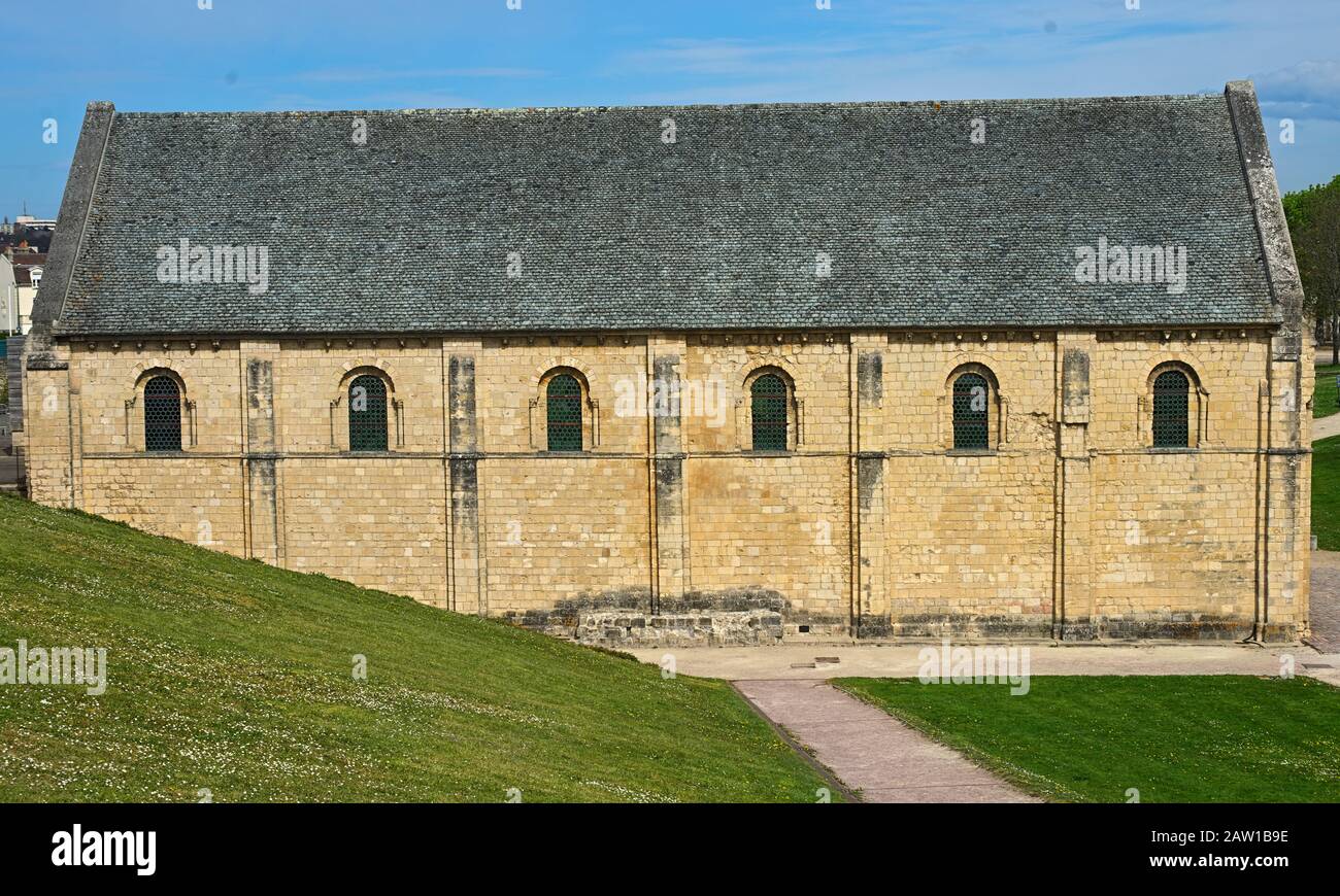 Side view on gothic style catholic church at Caen fortress Stock Photo ...