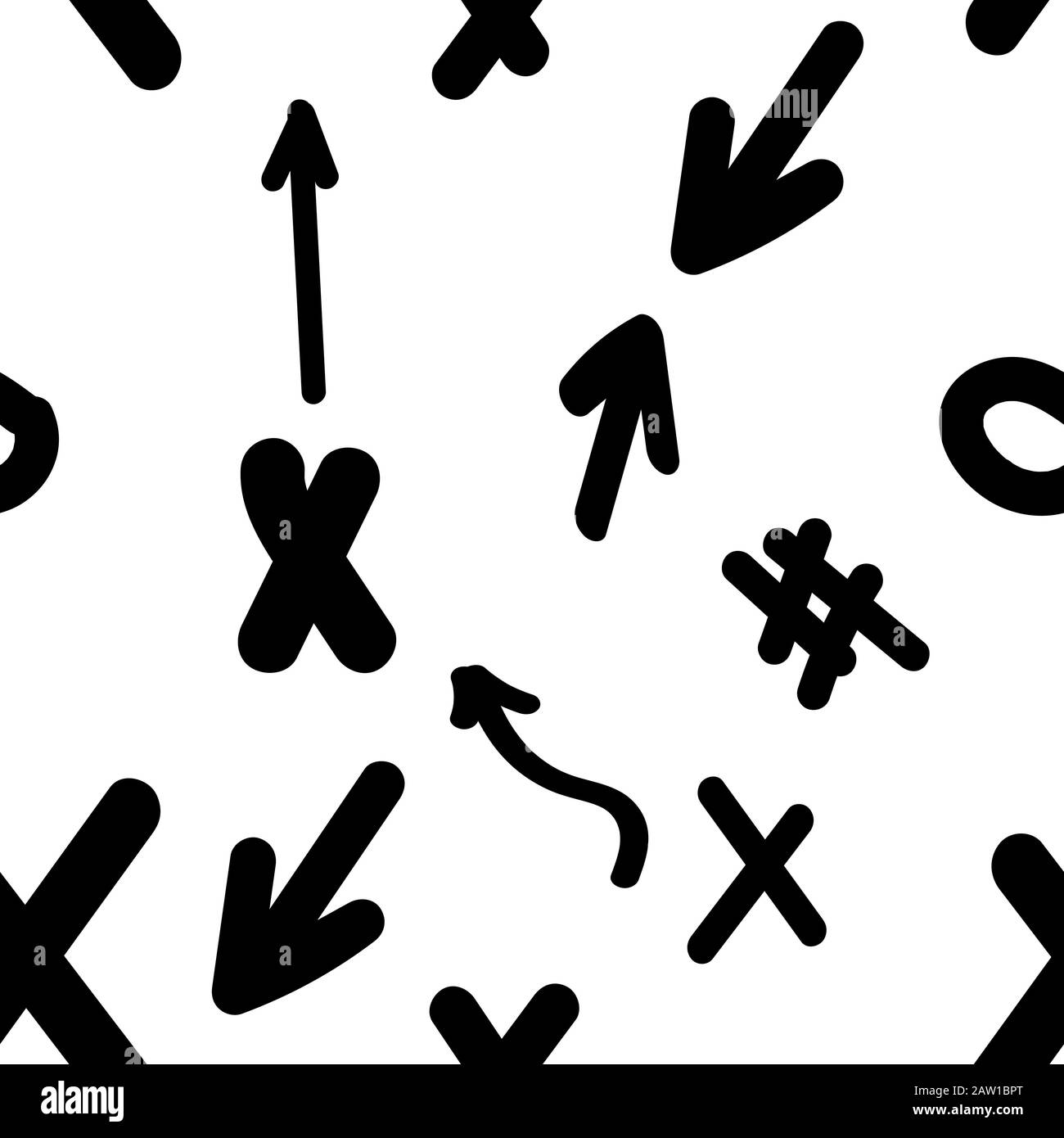 arrows, hashtags icons, of hand drawn Set of different shapes Stock ...