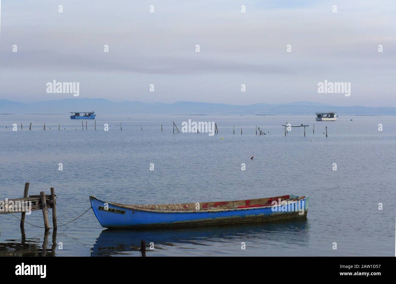 Fishing and mussel farms in the estuary of Axios river, gulf of ...