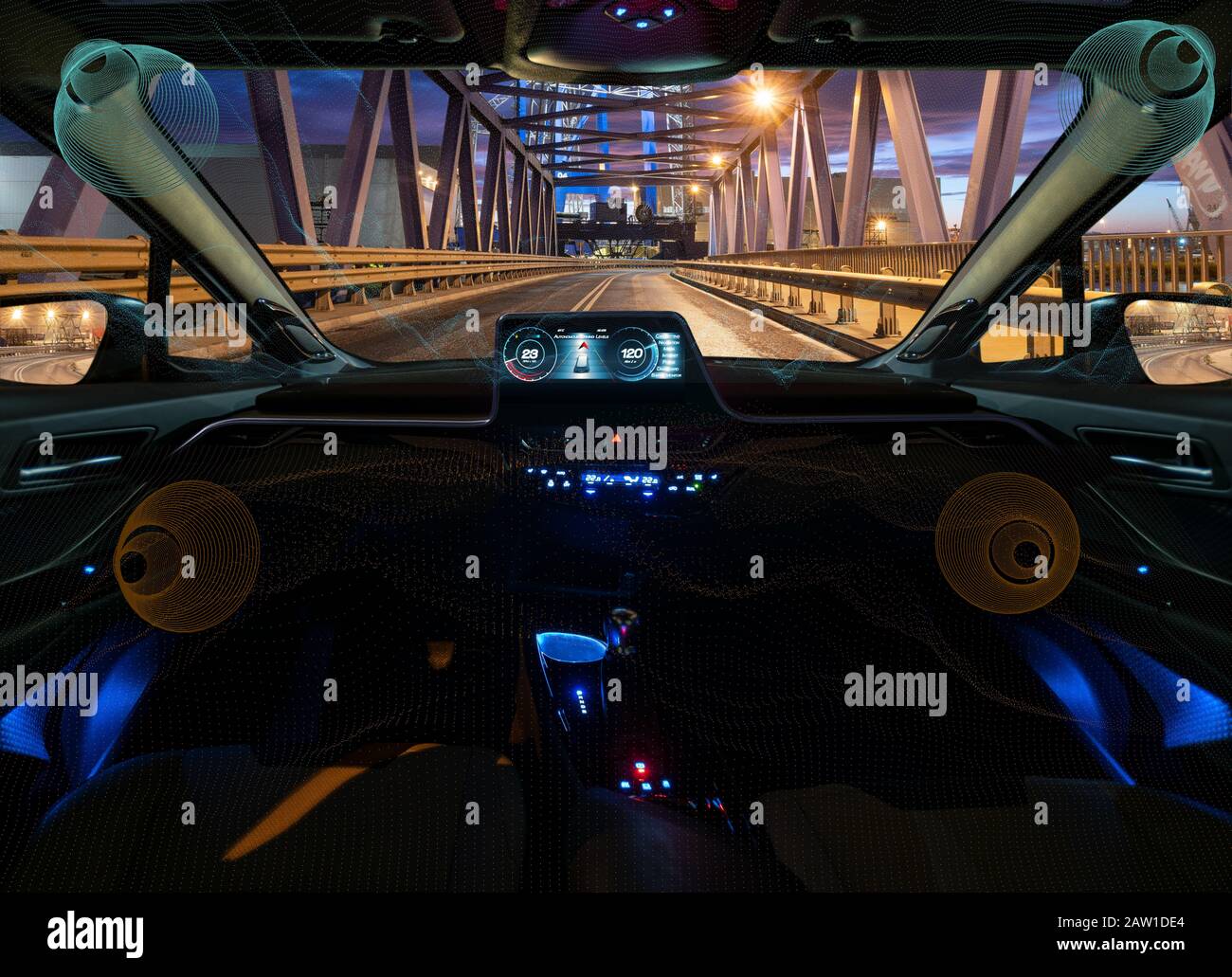 vision of sound waves emitted by a modern car audio system Stock Photo ...