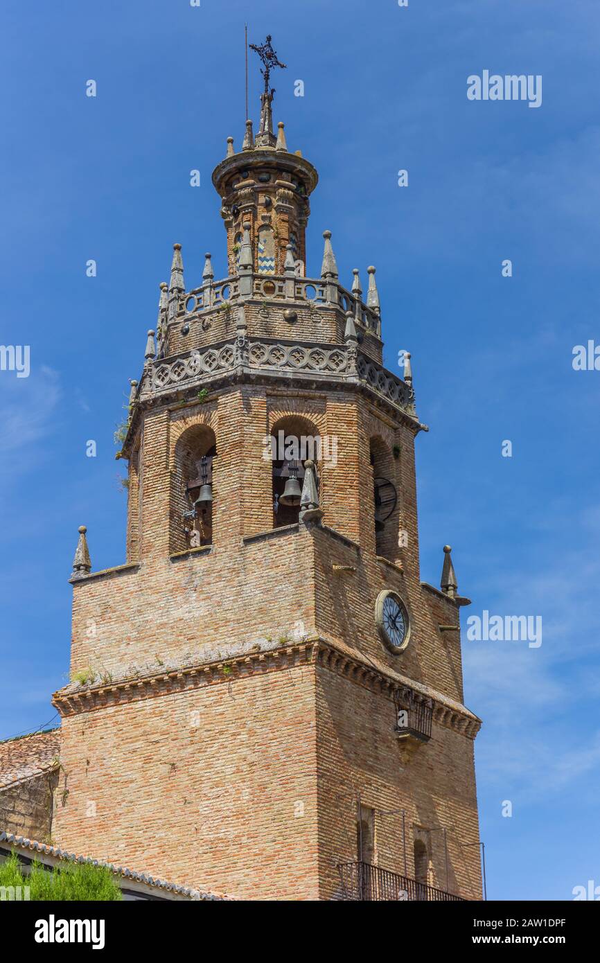 Tower of the Santa Maria La Mayor church in Ronda, Spain Stock Photo ...