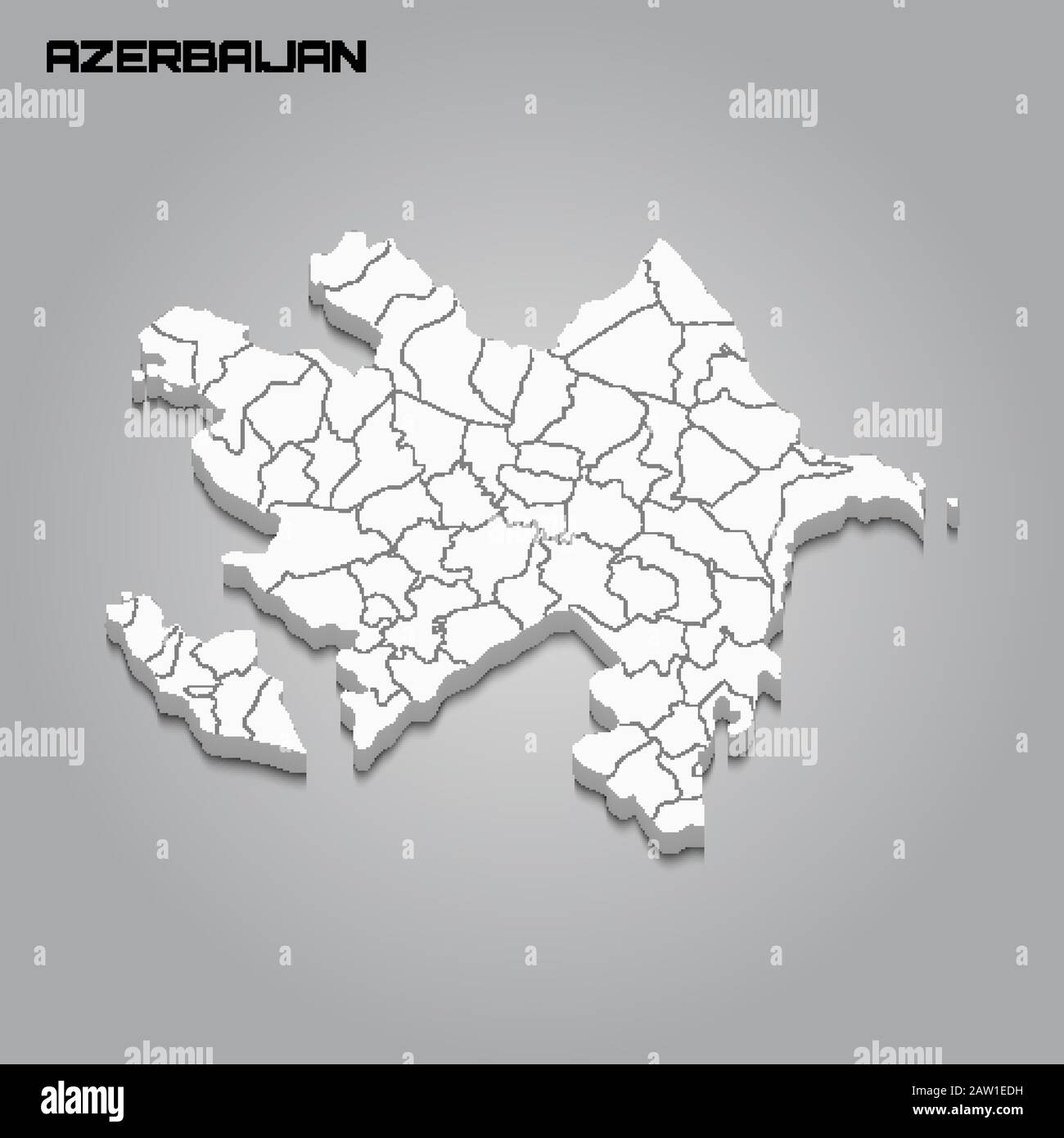 Azerbaijan 3d map with borders of regions. Vector illustration Stock ...