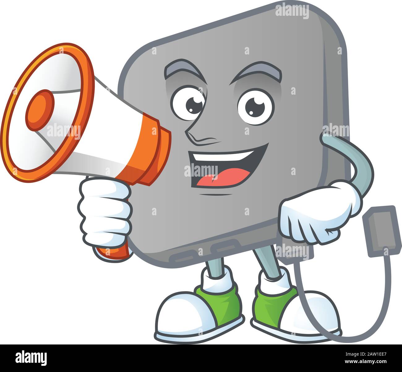 A chilly cartoon character of power bank with a megaphone Stock Vector ...
