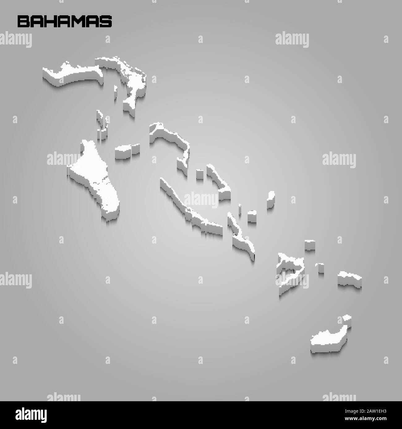 Bahamas 3d map with borders of regions. Vector illustration Stock ...