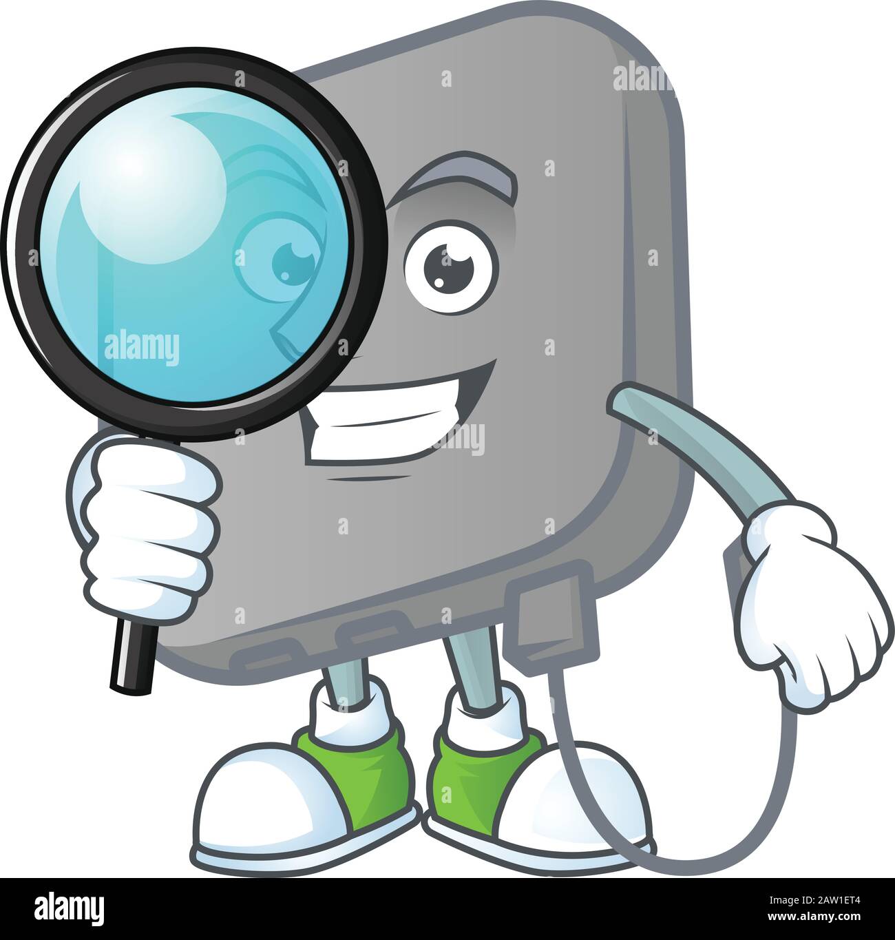 A famous of one eye power bank Detective cartoon character design Stock ...