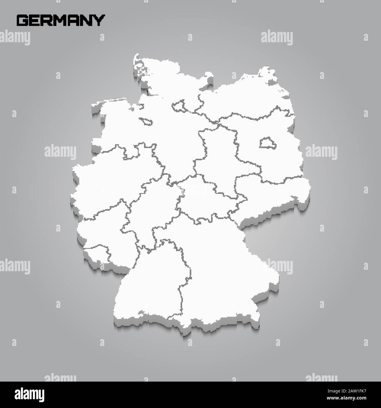 Germany 3d map with borders of regions. Vector illustration Stock ...