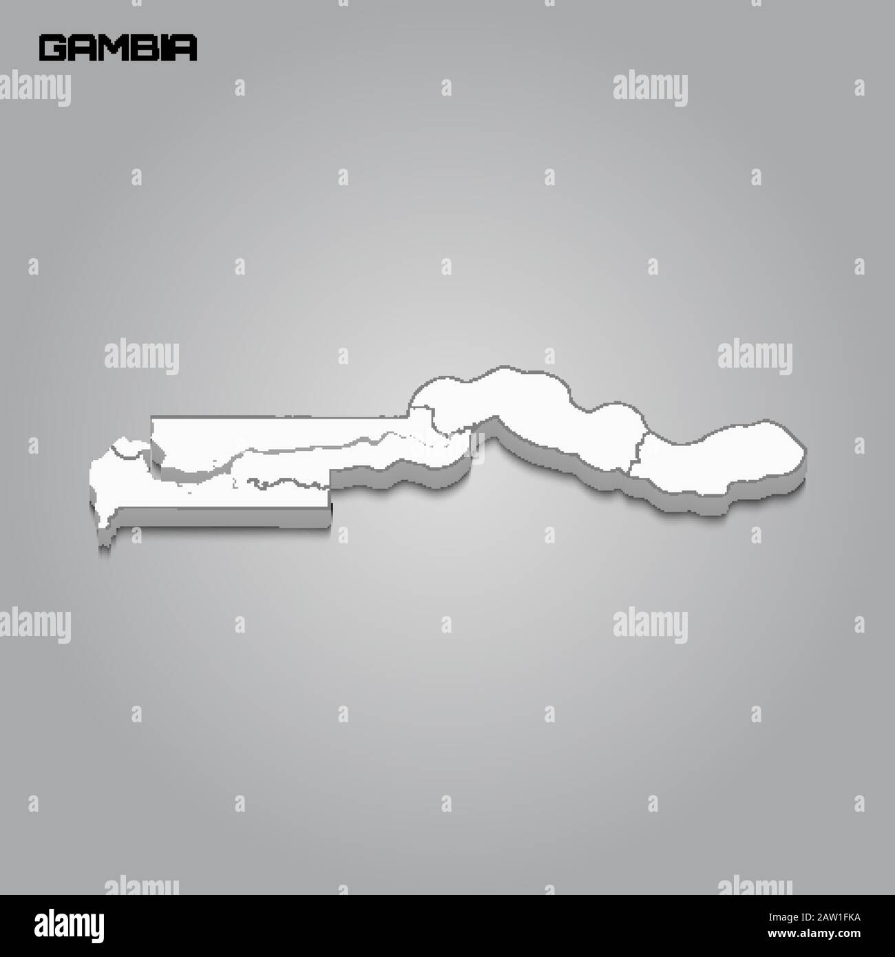 Gambia 3d map with borders of regions. Vector illustration Stock Vector ...
