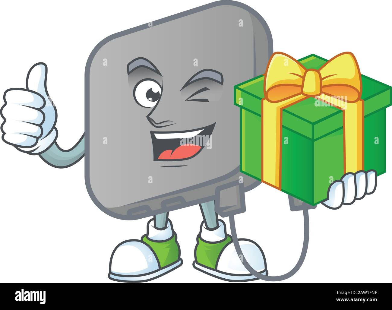 Cute power bank character holding a gift box Stock Vector Image & Art ...