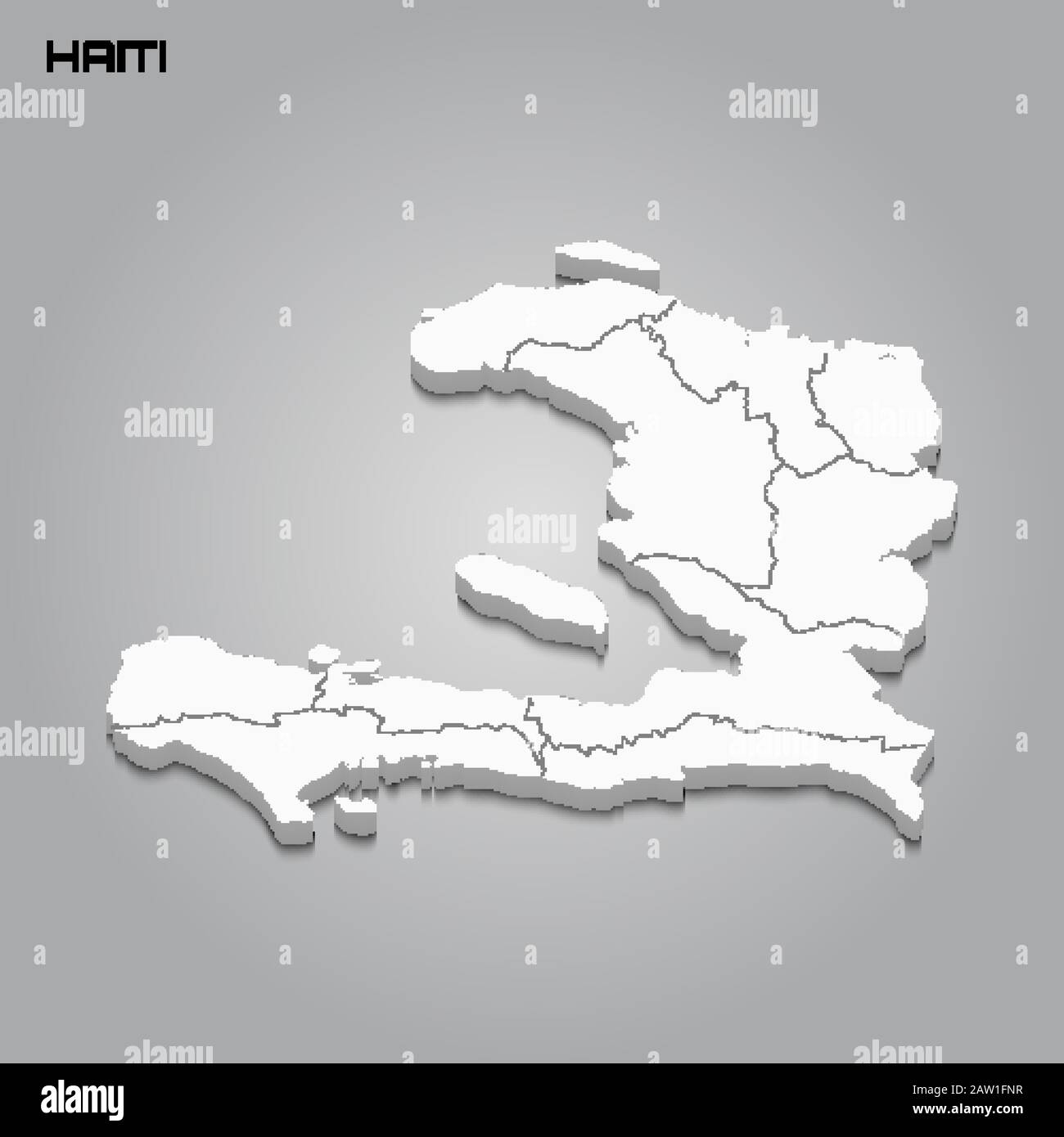 Haiti 3d map with borders of regions. Vector illustration Stock Vector ...
