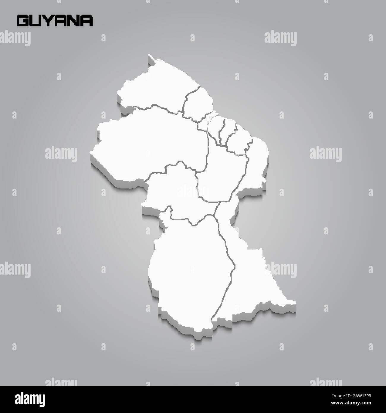 Guyana 3d map hi-res stock photography and images - Alamy