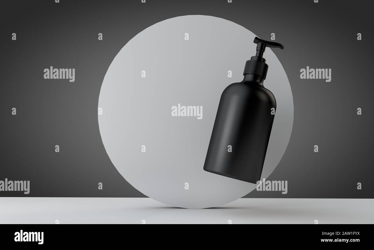 Black cosmetic skincare makeup containers. 3D Render Stock Photo - Alamy