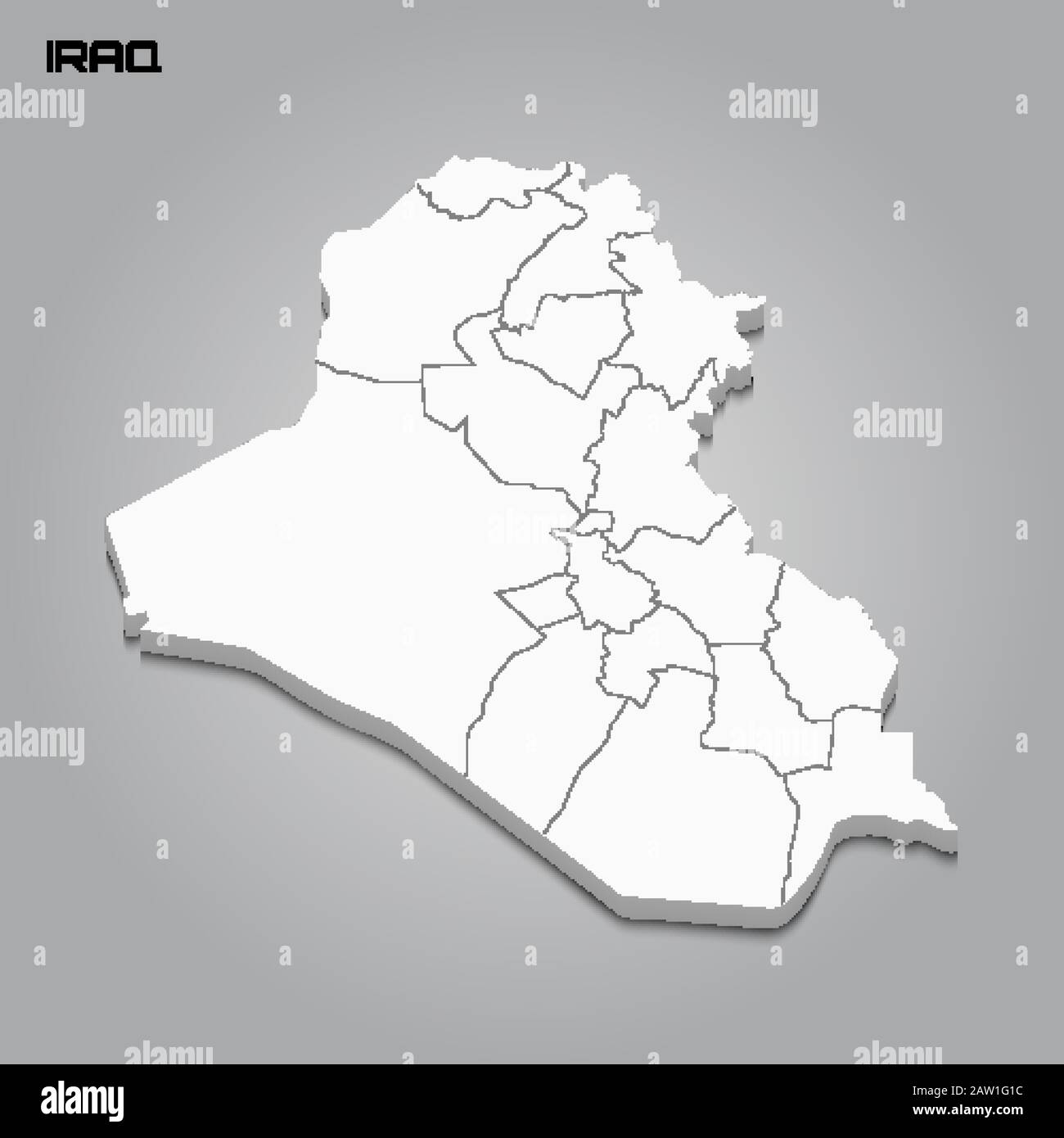 Iraq 3d map with borders of regions. Vector illustration Stock Vector ...