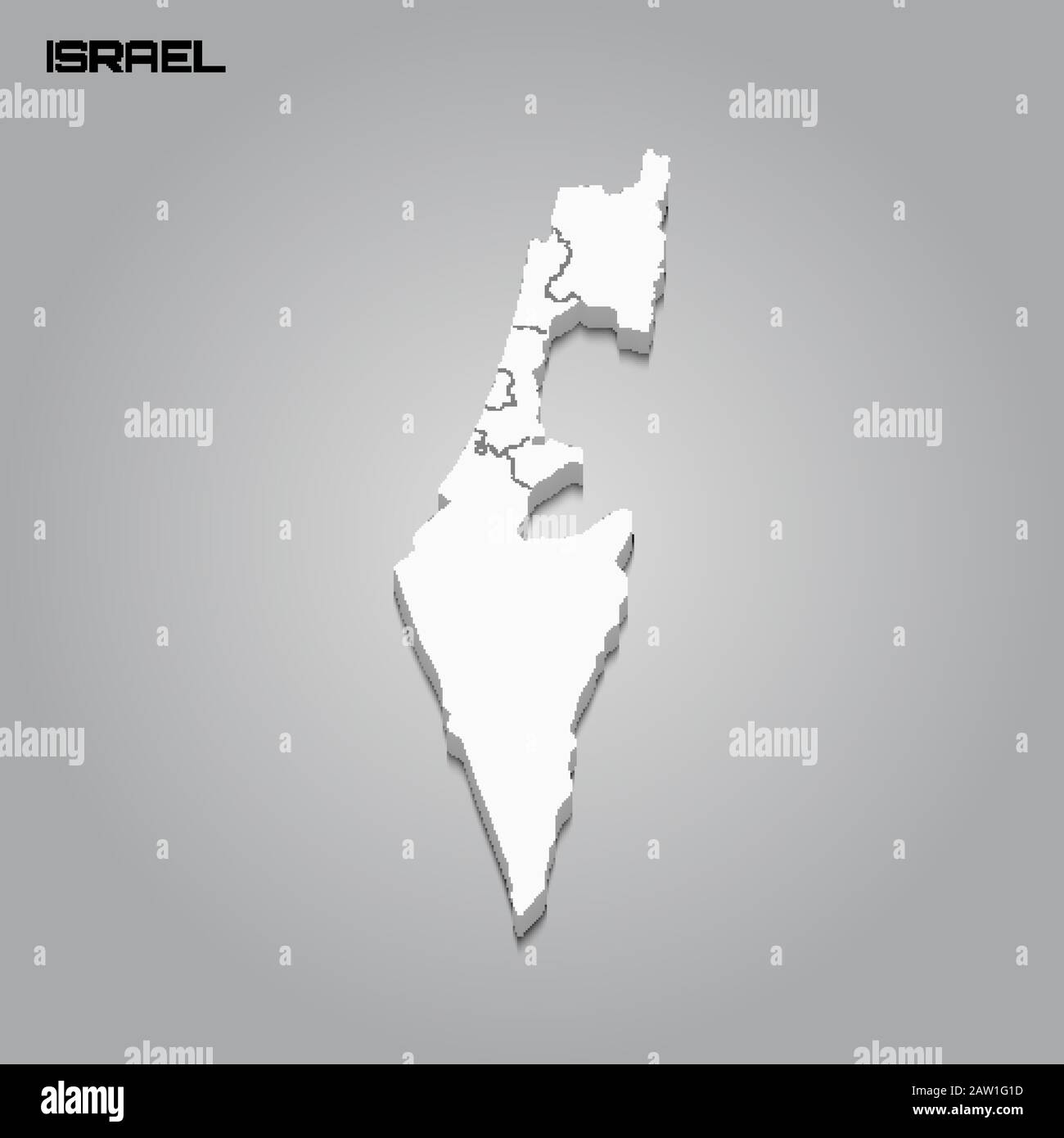 Israel 3d map with borders of regions. Vector illustration Stock Vector ...
