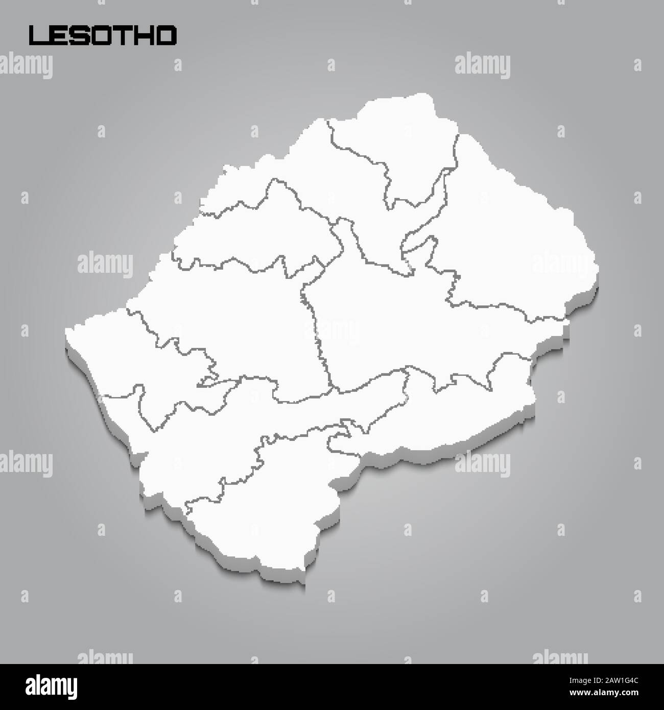 Lesotho map black white illustration Stock Vector Images - Alamy