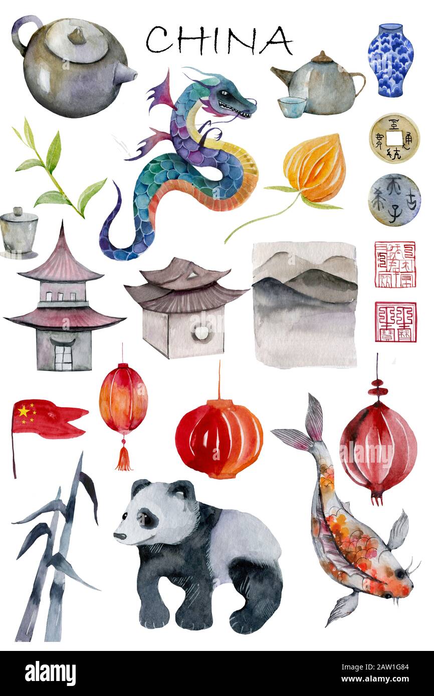 China, element, teapot, housing, flashlight, red, bamboo, carp, fish ...