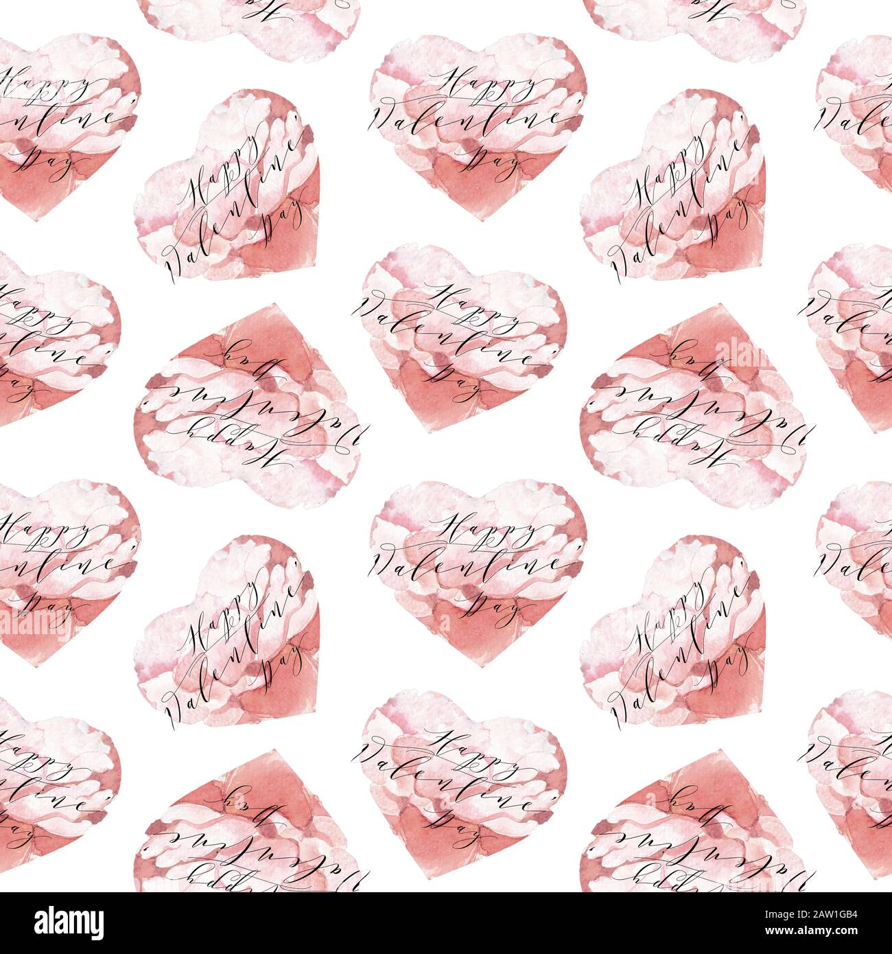 Watercolor hearts seamless pattern. decorative, pink illustration Stock ...