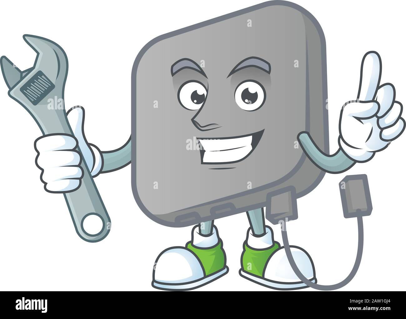happily Mechanic power bank cartoon character design Stock Vector Image ...